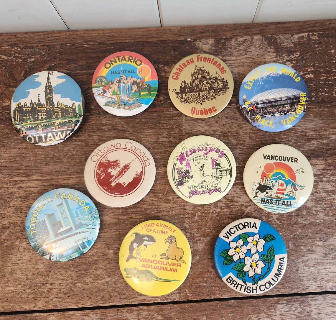 Ten Vintage Canadian City Souvenir Pinback Buttons - Etsy