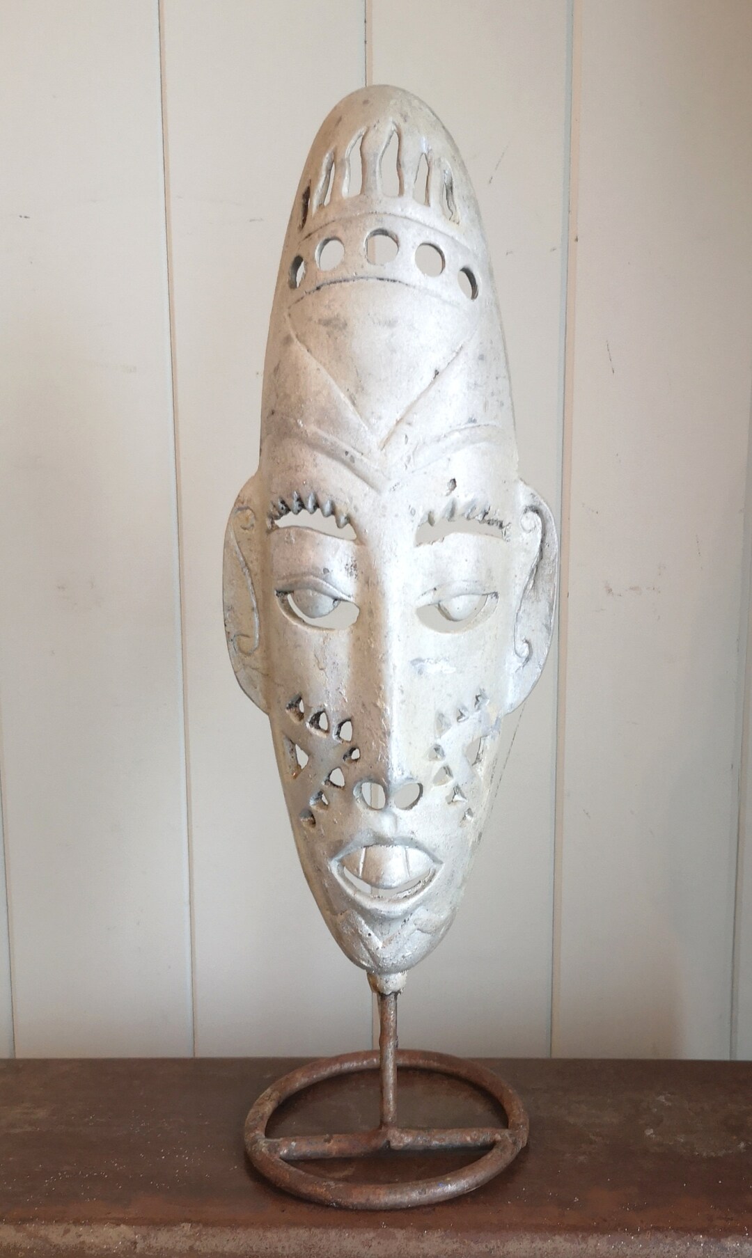 Vintage 1990s Metal African Tribal Mask Statue Figurine - Etsy