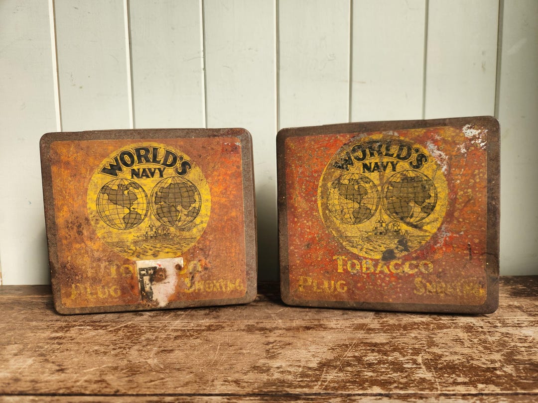Two Vintage 1940s World's Navy Plug Smoking Tobacco Tins - Etsy