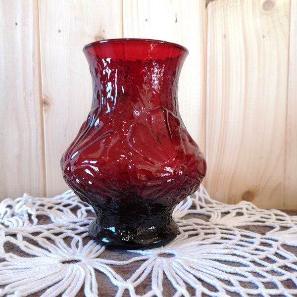 Red Anchor Hocking Vase - Etsy