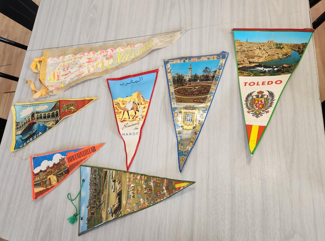 Vintage Lot of 7 Souvenir Pennants Wall Decor - Etsy