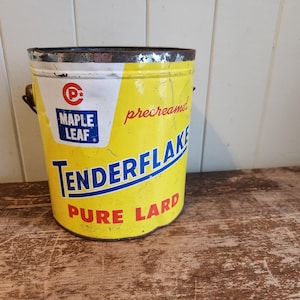Vintage Maple Leaf Tenderflake Lard Sandoux -canister Tin No Lid - Etsy
