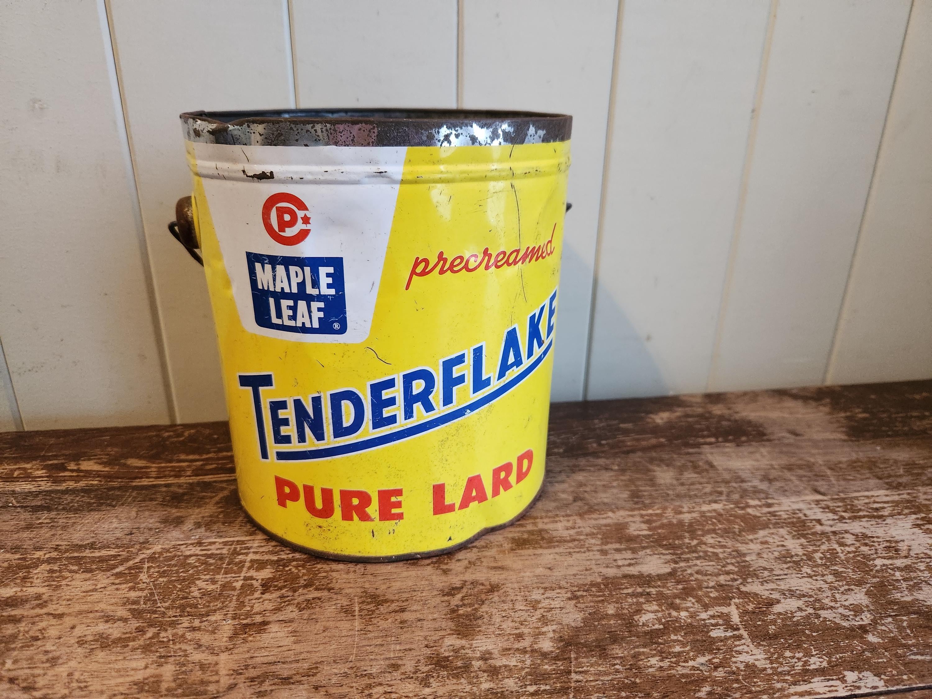 Vintage Maple Leaf Tenderflake Lard Sandoux -canister Tin No Lid - Etsy
