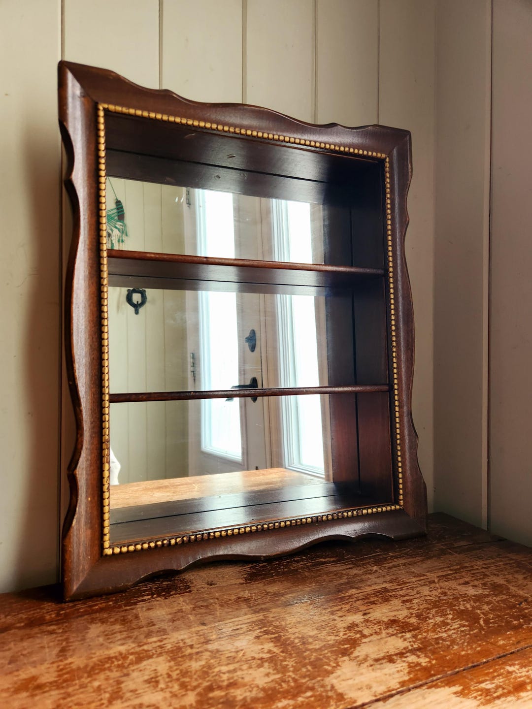 Nice Vintage Wood and Mirror Shadow Box Shelve - Etsy