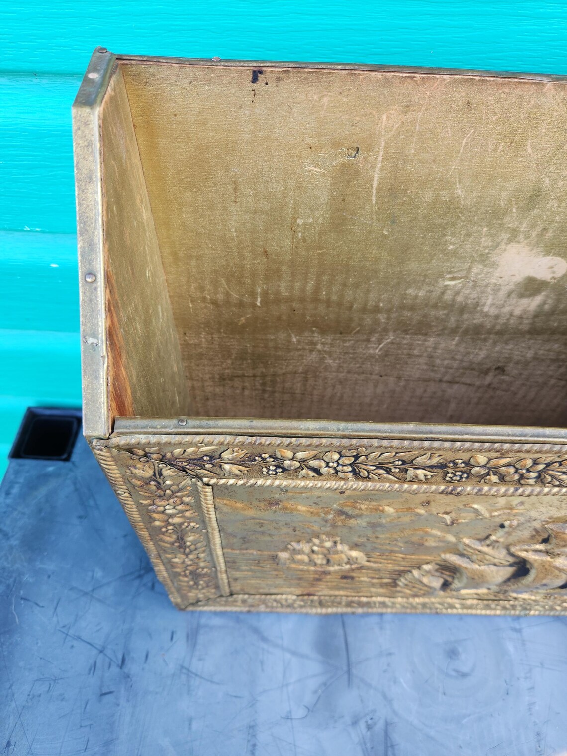 Vintage Brass Wood Rectangular Ship Design Magazine Holder - Etsy