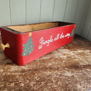 Antique Sewing Wood Drawer With Christmas Themed Handpainted Details - Etsy