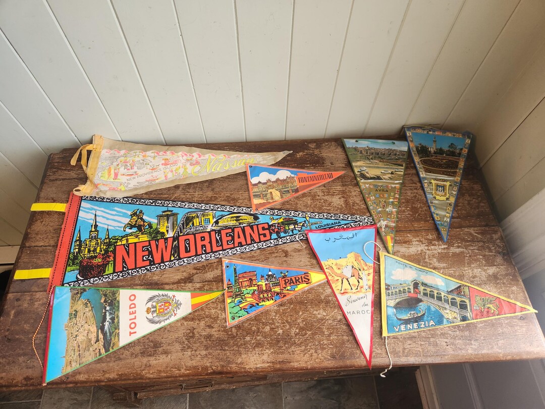 Vintage Lot of 9 Souvenir Pennants Wall Decor - Etsy
