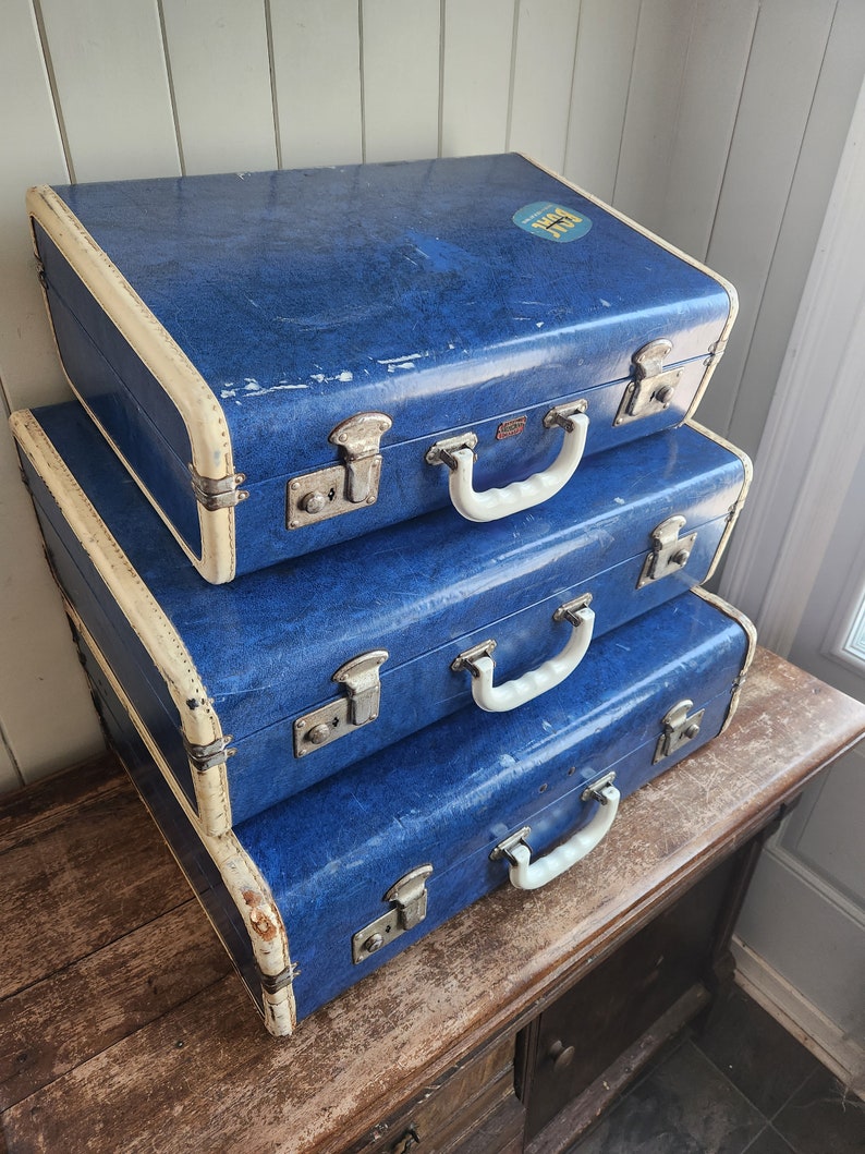 Blue Vintage 1950s Matching Set of Three Langmuir Airway Luggage ...