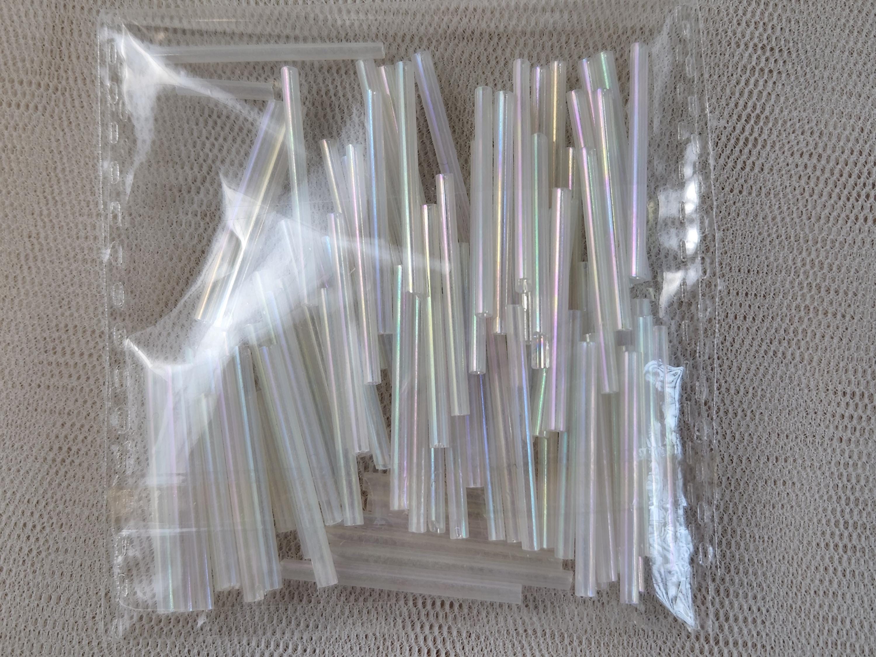 LONG BUGLE BEADS Glass Tube Beads Translucent 7/8" Long Bugle Glass ...