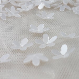 FLOWER SHAPED SEQUINS Translucent White 10mm Cupped for Beading Wedding ...