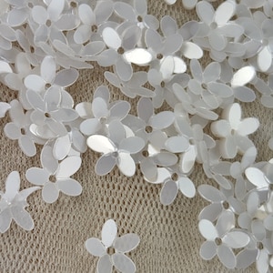 FLOWER SHAPED SEQUINS Translucent White 10mm Cupped for Beading Wedding ...