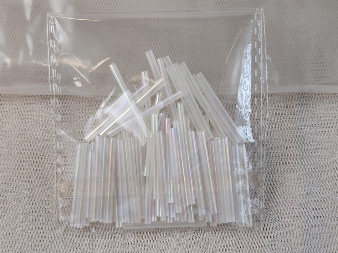 LONG BUGLE BEADS Glass Tube Beads Translucent 7/8" Long Bugle Glass ...