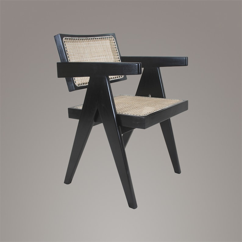 Pierre Jeanneret Teakwood Dining Chair in Ebony Finish - Etsy Pierre Jeanneret Teakwood Dining Chair in Ebony Finish - Etsy
