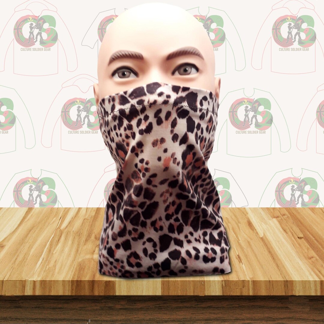 Snood viso e collo con stampa leopardata con tasca per filtro e filo ...