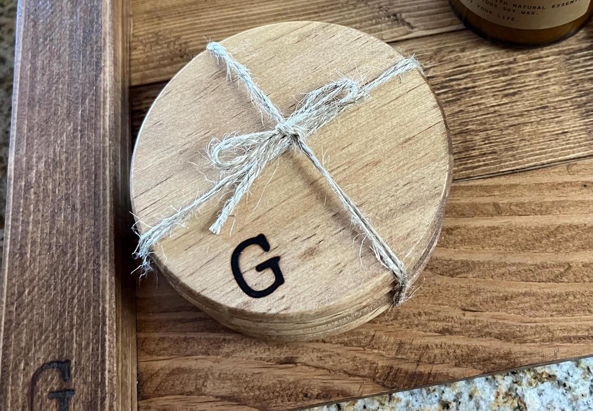 Custom Monogram Wooden Coasters for Gifts and Home Decor / Set of 4 ...