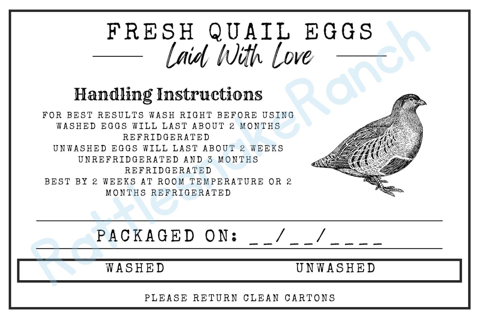 INSTANT DOWNLOAD - Quail Egg Package Labels Printable Digital Download ...
