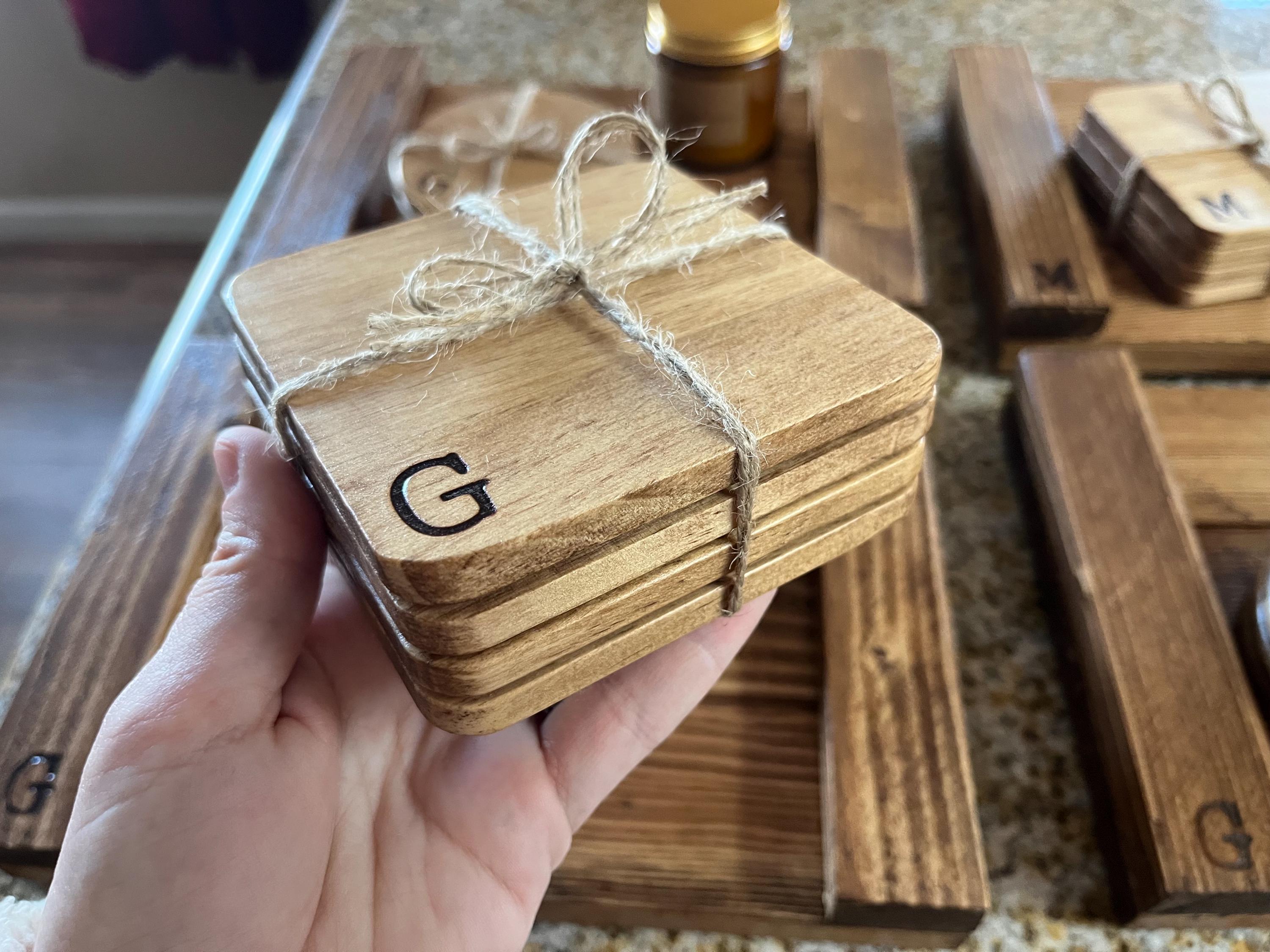 Custom Monogram Wooden Coasters for Gifts and Home Decor / Set of 4 ...