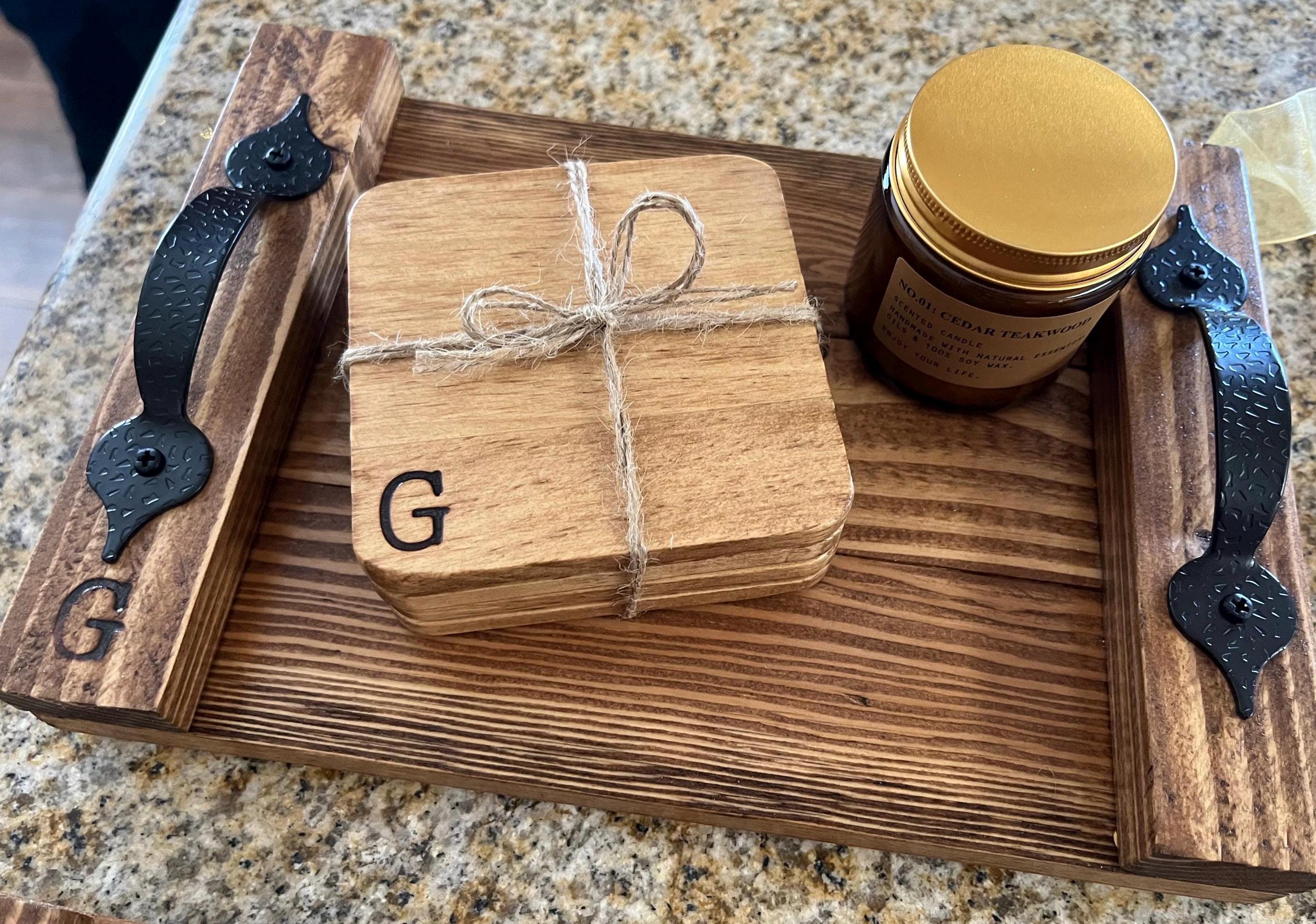 Custom Monogram Wooden Coasters for Gifts and Home Decor / Set of 4 ...
