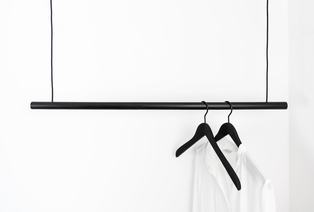 Clothes Rail | Hanging Wardrobe | Black Beech With Sail Rope | Hanging ...