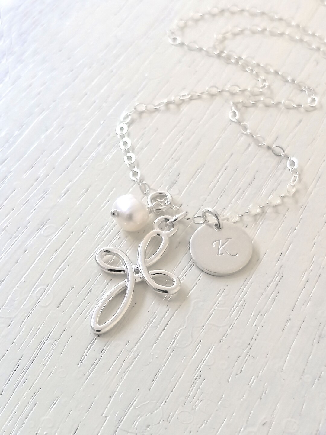 Baby Infinity Cross Necklace Sterling Silver, Personalized Cross Baby ...