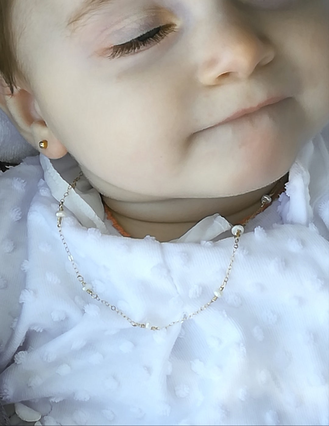 Baby Pearl Necklace 14k Glod Fill or Sterling Silver, Baby Infant ...