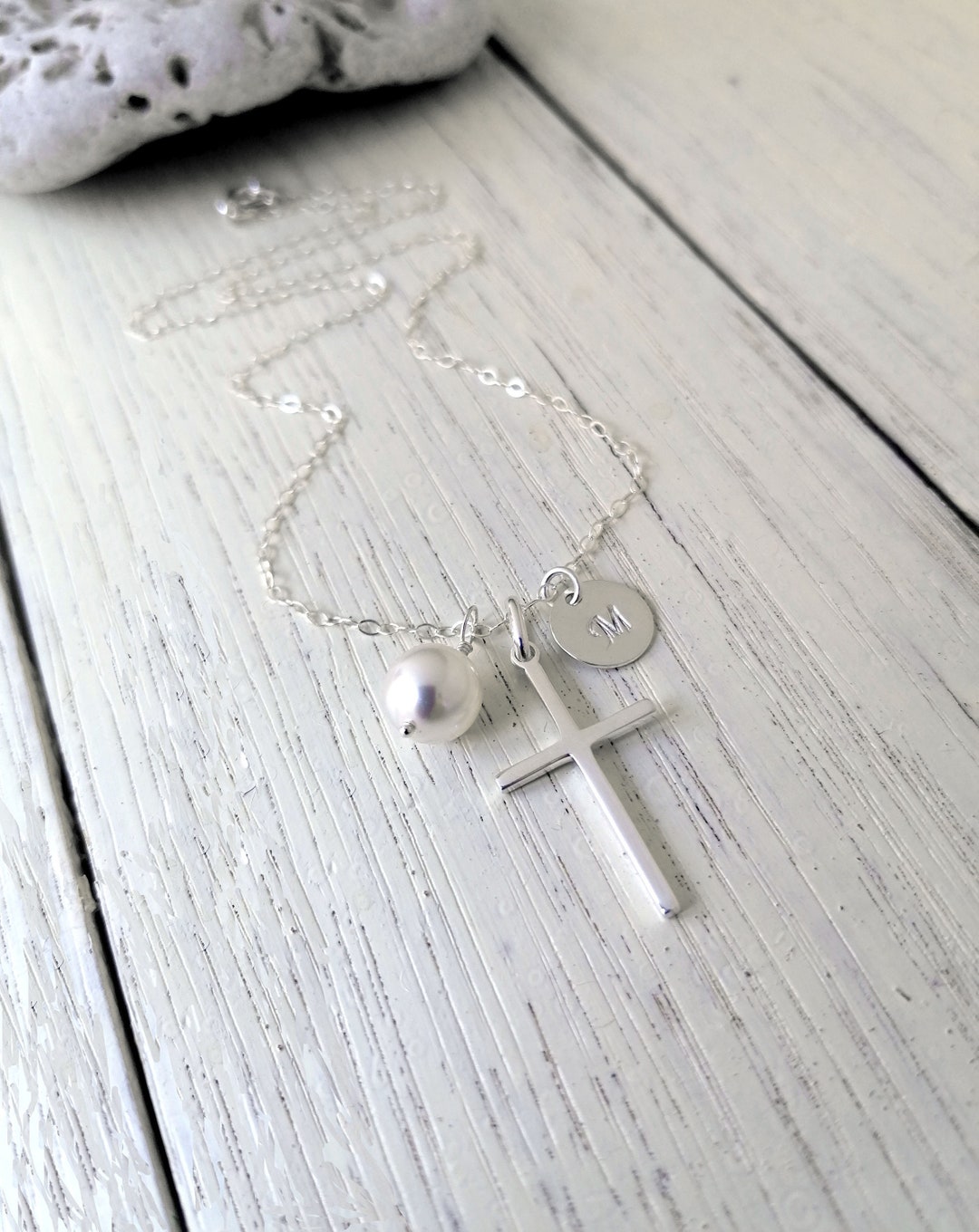 Baby Big Cross Necklace Sterling Silver, Personalized Cross Baby Infant ...