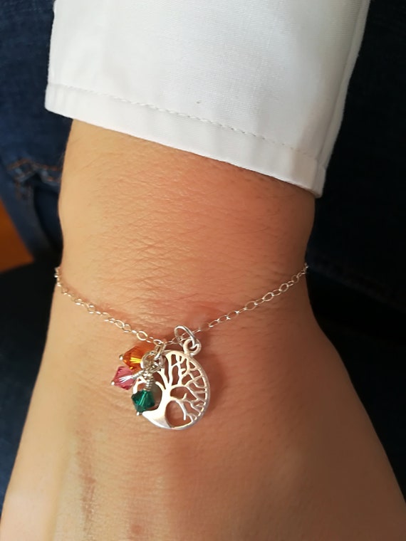 Mothers Day Gift Family Tree Bracelet Sterling Silver With Swarovski Birthstone Tree of Life Jewelry Mother Grandma Gift Etsy Norway