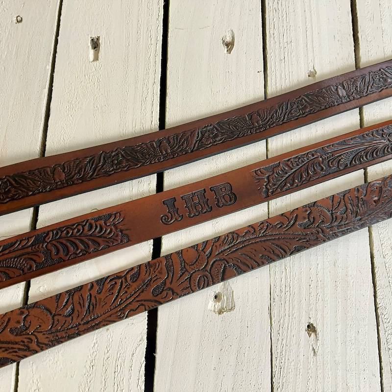 Stamped Leather Belt - Etsy