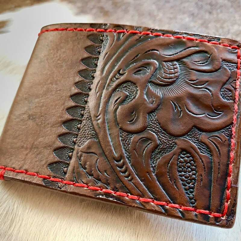 Leather Tooled Wallet - Etsy