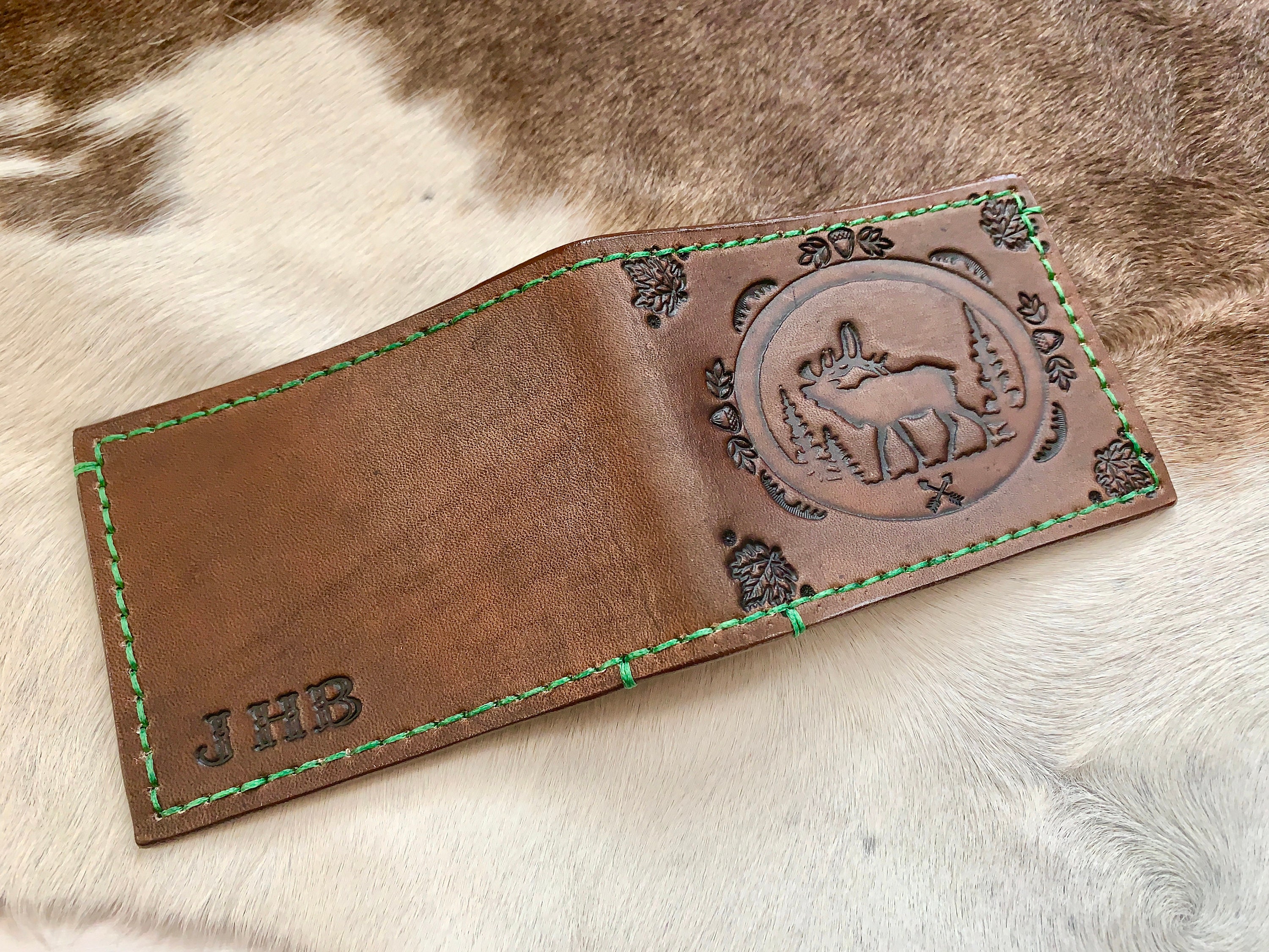 Big Buck Elk Leather Wallet Hunter Antlers Outdoors | Etsy