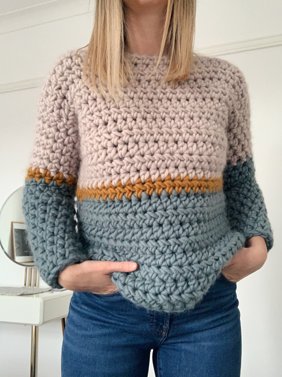 CROCHET PATTERN / Chunky Wool Crochet Sweater / the Stria | Etsy