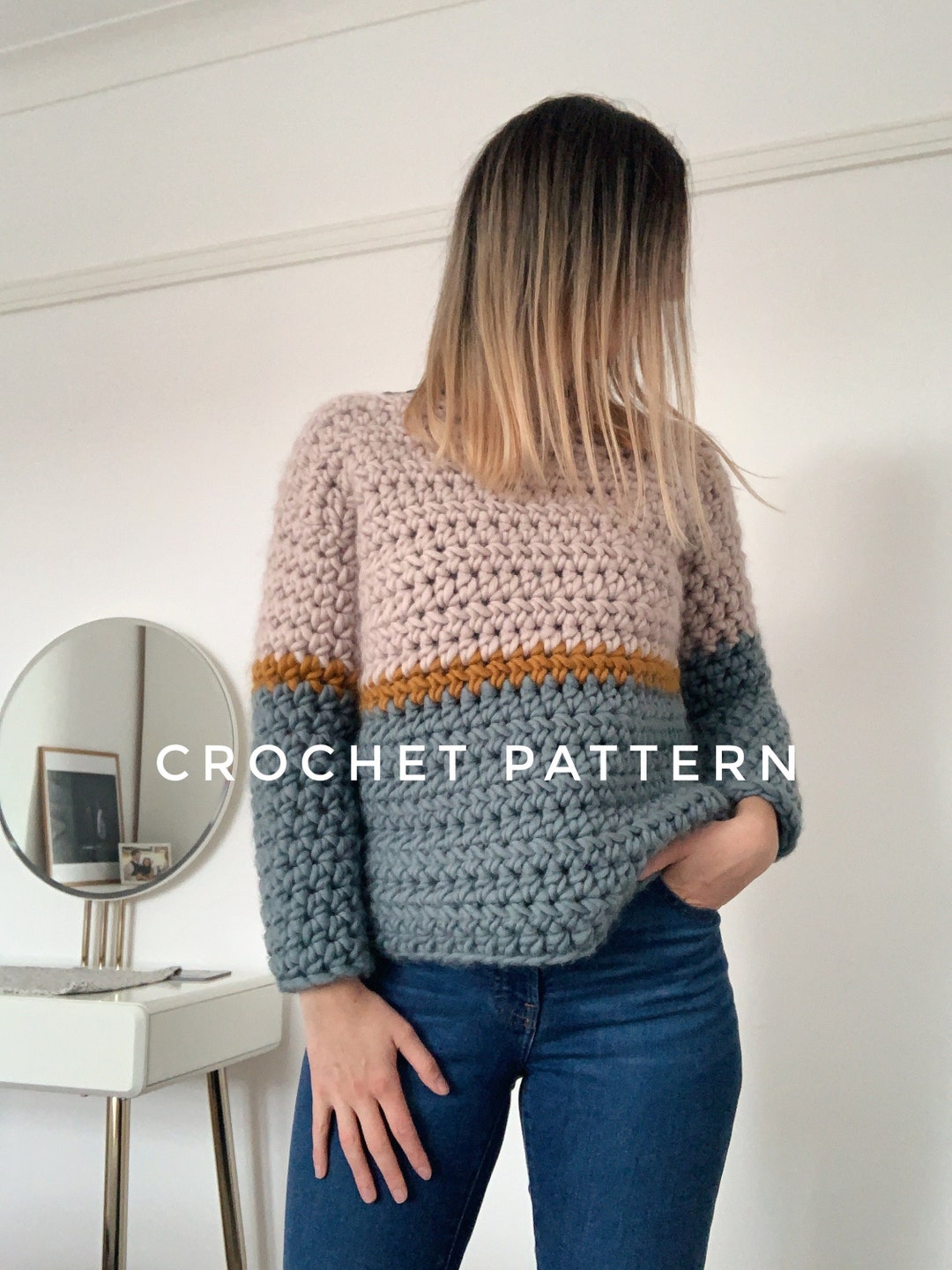 CROCHET PATTERN Chunky Wool Crochet Sweater Modern Crochet Jumper for ...