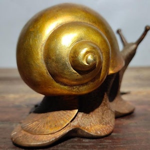 Handcarved Copper Gold-plated Snail Statue Ornament,pen Holder,unique ...