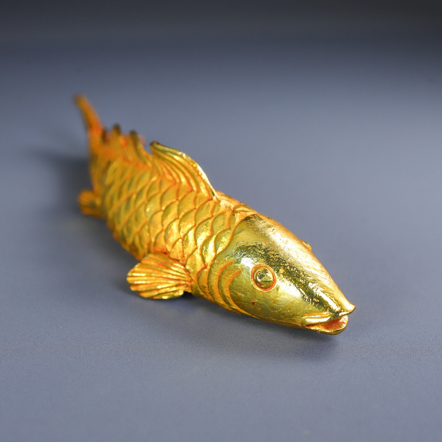 Handcarved Copper Gilded Goldfish Statue Ornaments, Desktop Decoration ...