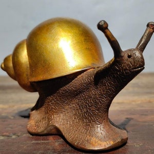 Handcarved Copper Gold-plated Snail Statue Ornament,pen Holder,unique ...