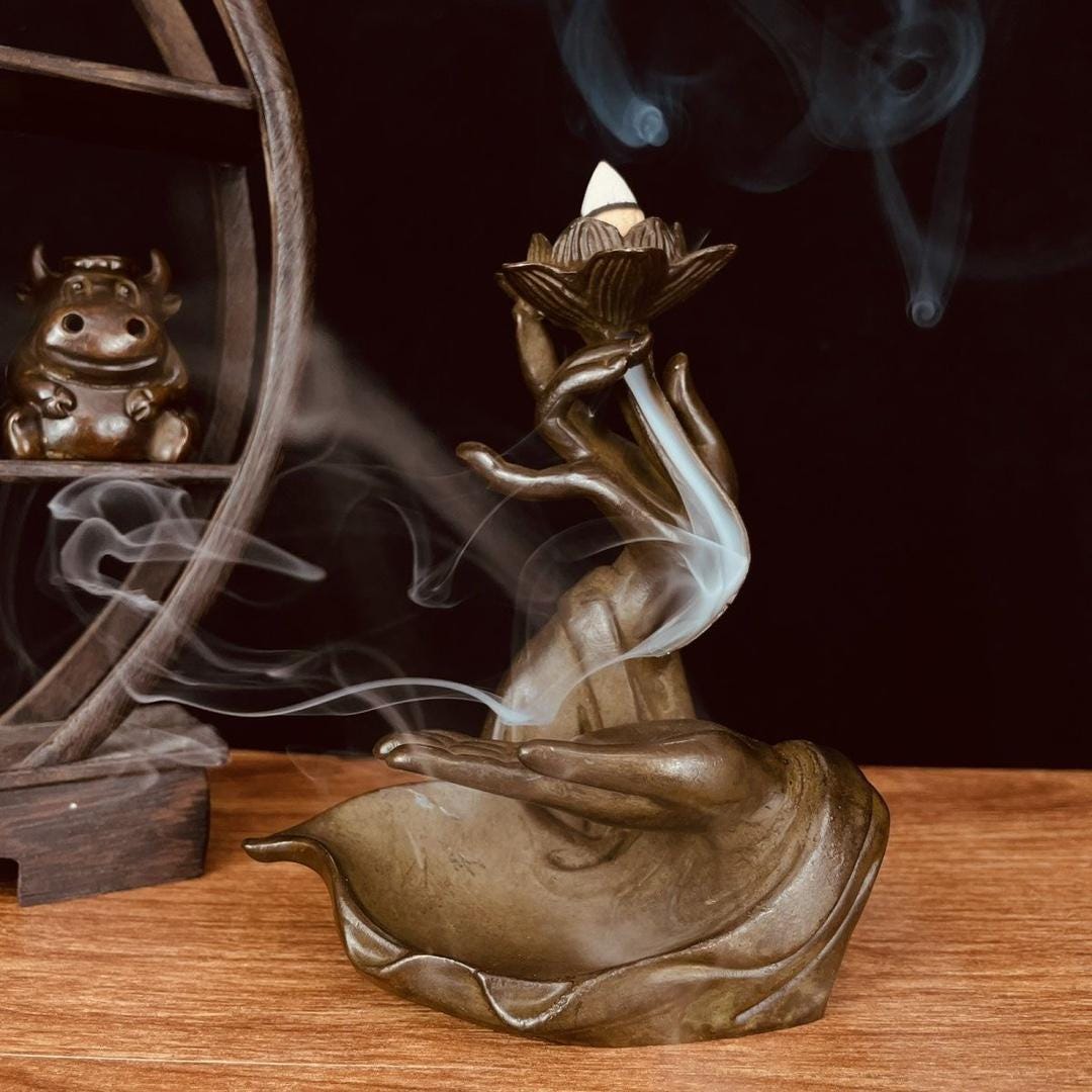 Hand Carved Copper Buddha Hand Reverse Incense/incense Burner Ornaments ...