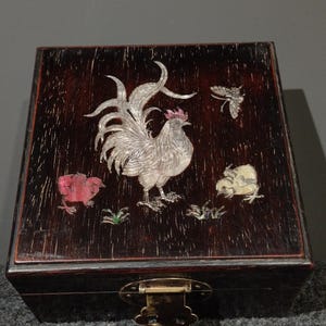 Hand Carved Sandalwood Rooster Pattern Jewelry Box/storage Box/gift Box ...