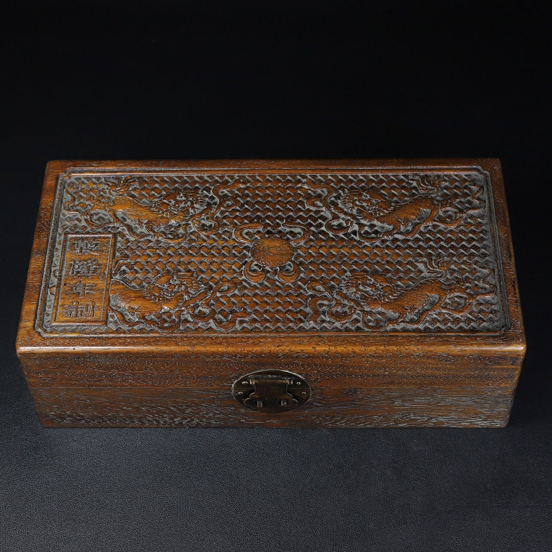 Handcarved Rosewood Carving Lion Rolling Embroidered Ball Box,jewelry ...