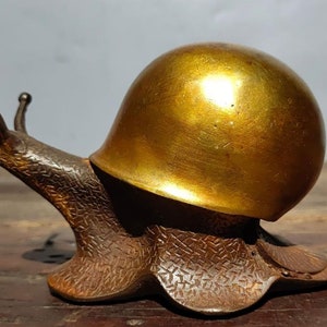 Handcarved Copper Gold-plated Snail Statue Ornament,pen Holder,unique ...