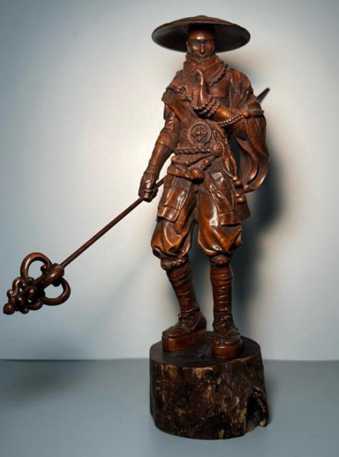 Hand Carved Natural Boxwood Monk Statue Ornament, Unique Desktop ...