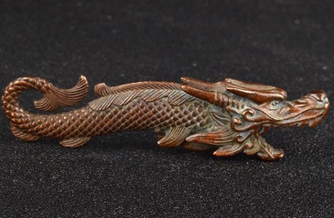 Handmade Pure Copper Dragon Fish Statue Ornament, Home Collection, Tea ...