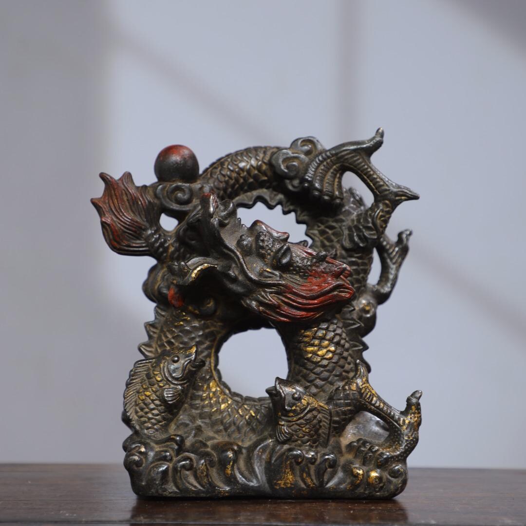 Hand Carved Copper Dragon Fish Statue Ornament, Collected in China ...