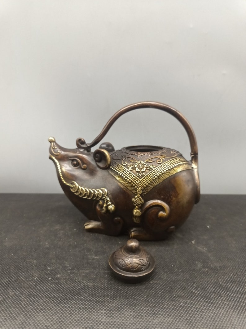 Handcarved Copper Mouse Teapot/wine Pot,zodiac Statue,rare in Shape ...