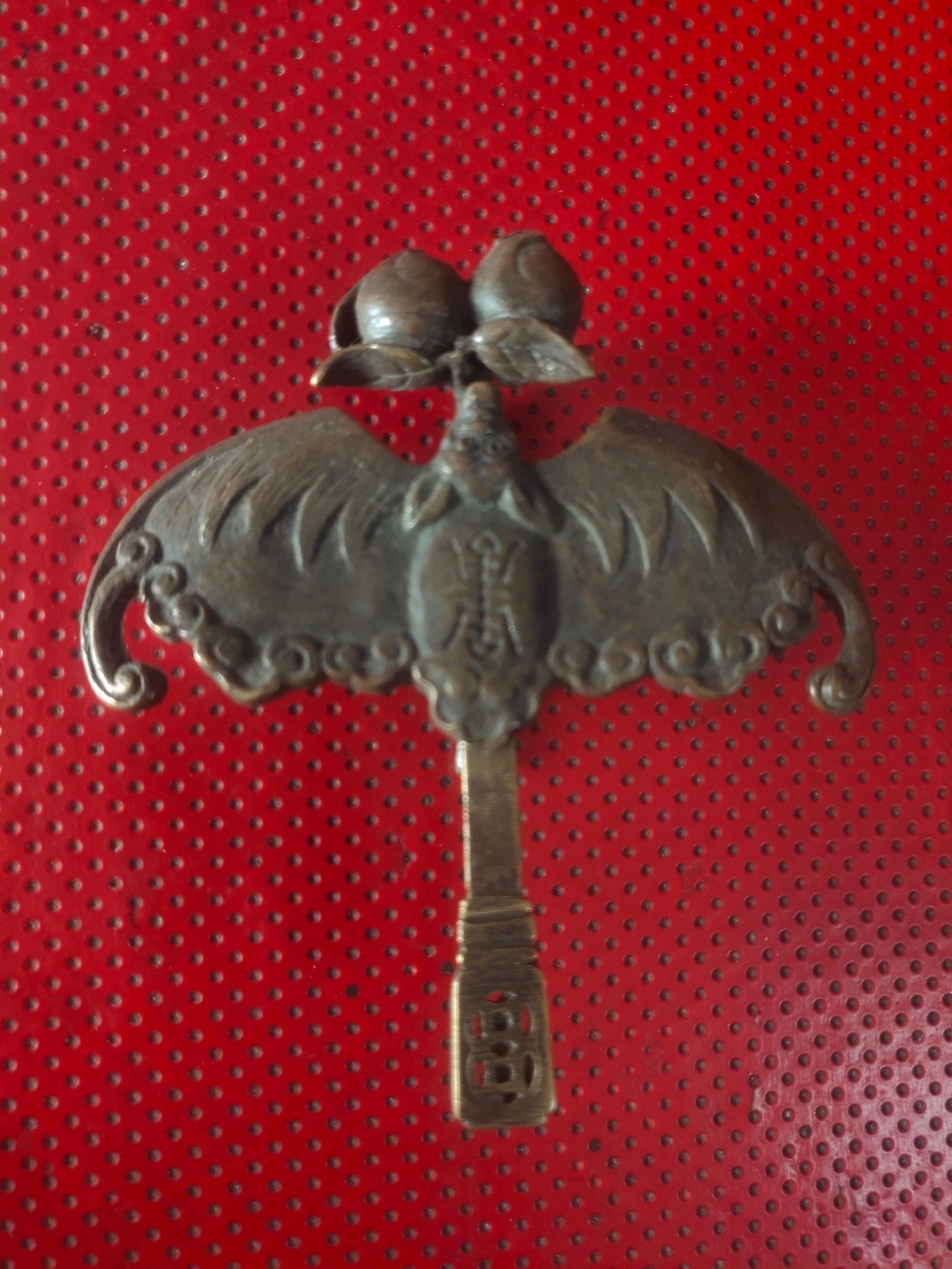 Chinese Antique Handmade Carved Copper Dragonfly Bat Locks/door Locks ...