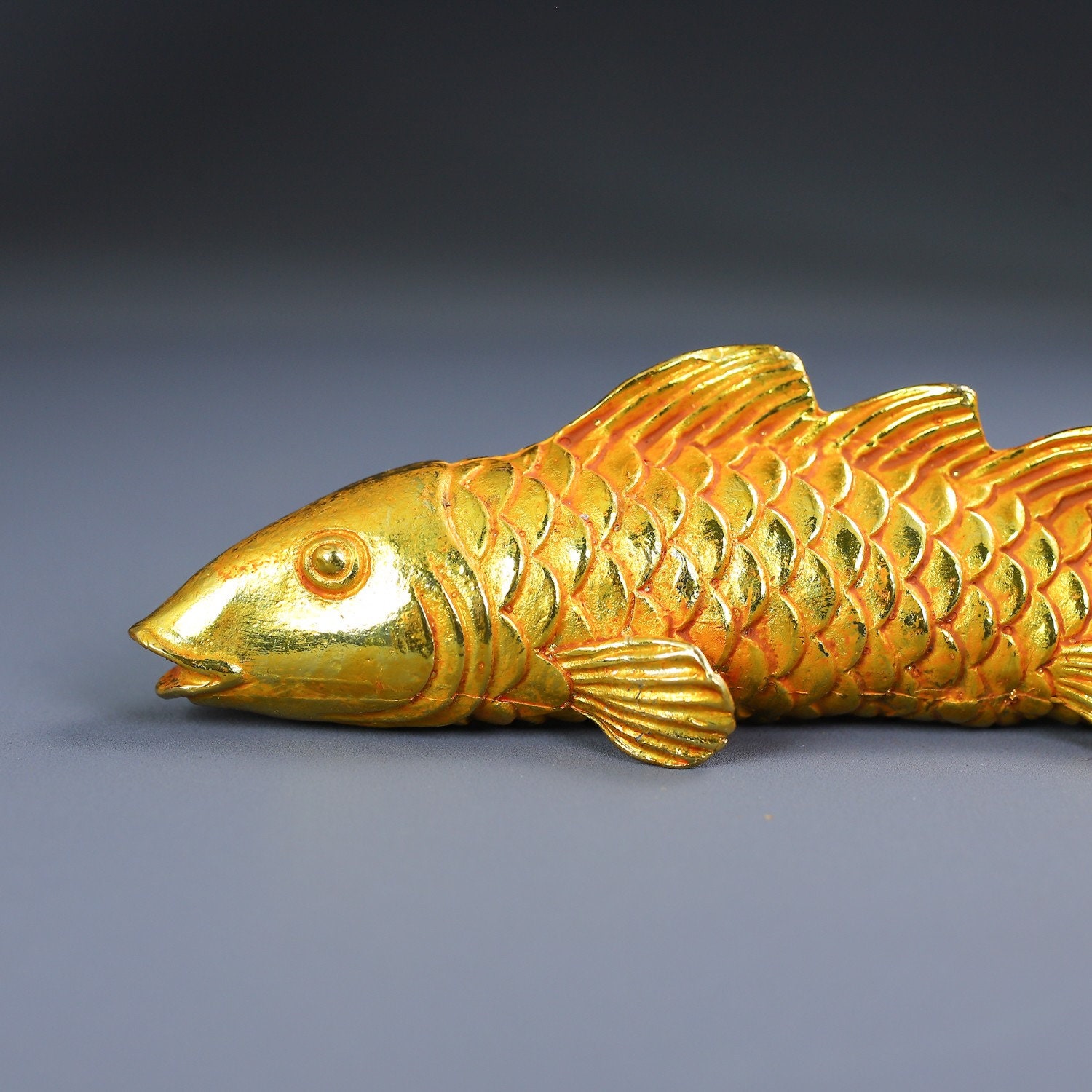 Handcarved Copper Gilded Goldfish Statue Ornaments, Desktop Decoration ...