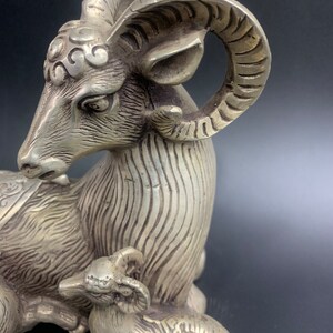 Handcarved Tibetan Silver Sheep Statue Ornament, Zodiac Lamb, Rare and ...