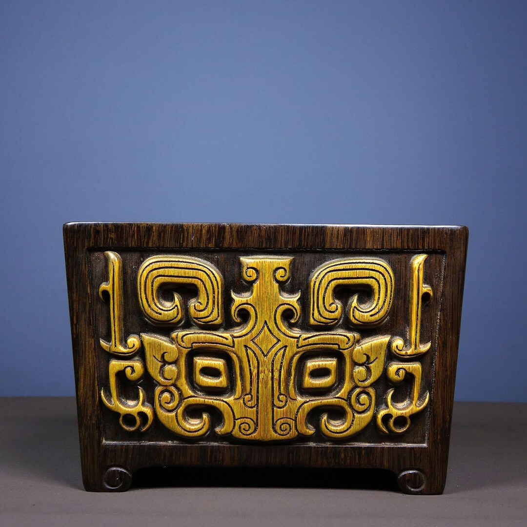 Chinese Handmade Carved Bamboo and Yellow Incense Burner Ornaments ...