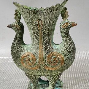 Hand Carved Bronze Phoenix Statue, Wine Glass Ornament, Furniture ...