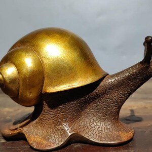 Handcarved Copper Gold-plated Snail Statue Ornament,pen Holder,unique ...