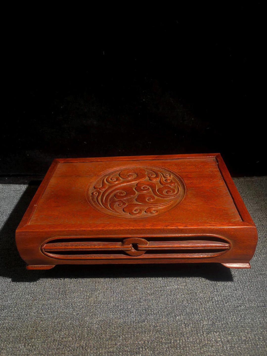 Chinese Handmade Carved Rosewood Exquisite Pattern Tea Table/base ...